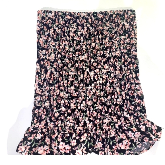 Haute Monde | Skirts | Haute Monde Black Pink Floral Scrunched Stretchy ...